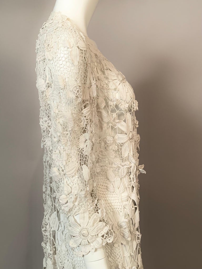 Hand Made Irish Lace Coat with Unusual Large Floral Border circa 1900 ...