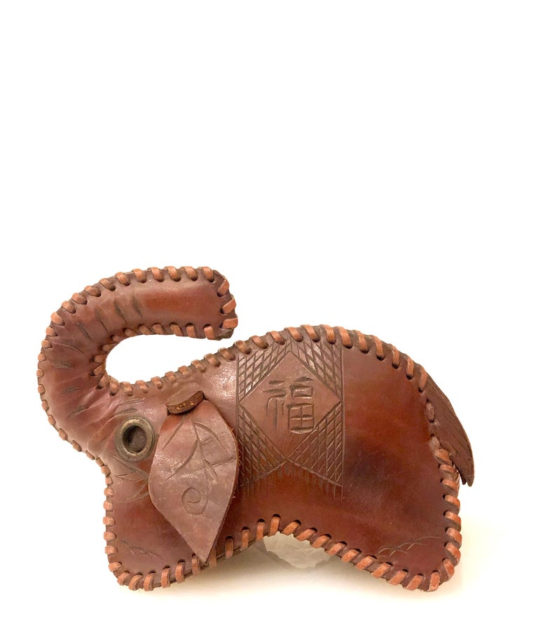Handmade Leather Decorative Elephant For Sale at 1stDibs