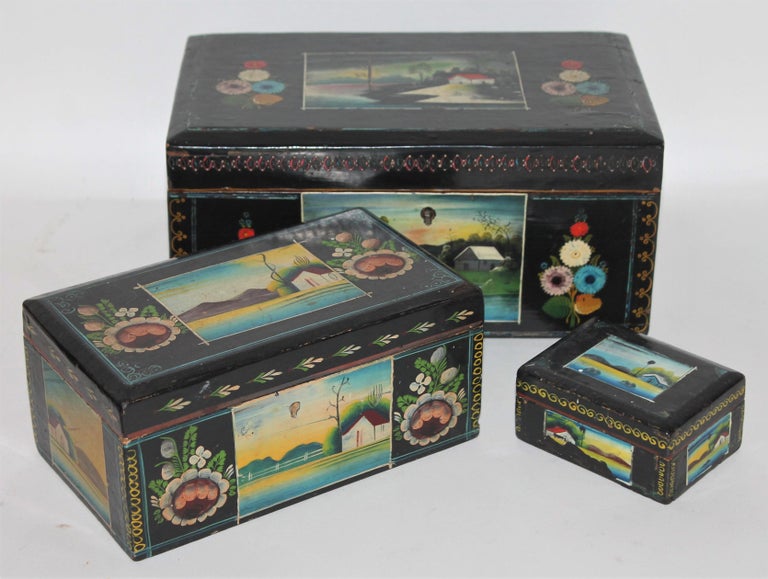 Handmade Mexican Boxes Set of Three For Sale at 1stDibs