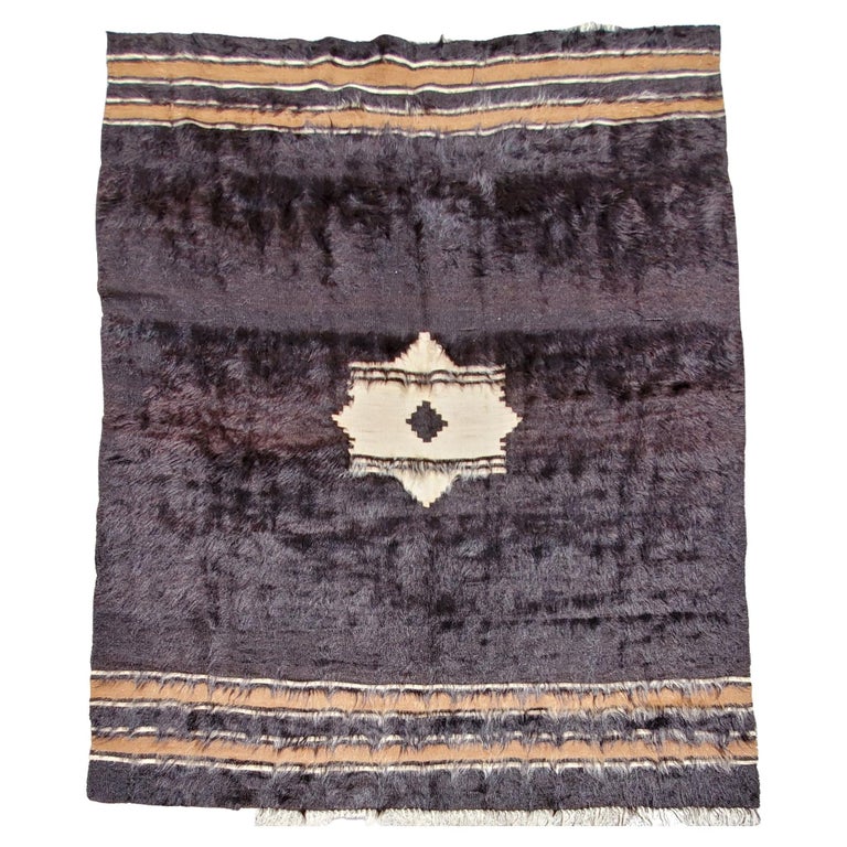 Handmade Midcentury Mohair Turkish Rug For Sale at 1stDibs