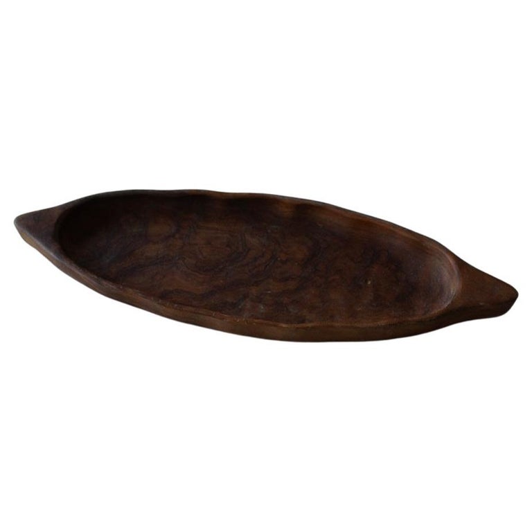 Handmade Organic-Shaped Long Olive Wood Serving Tray For Sale at 1stDibs