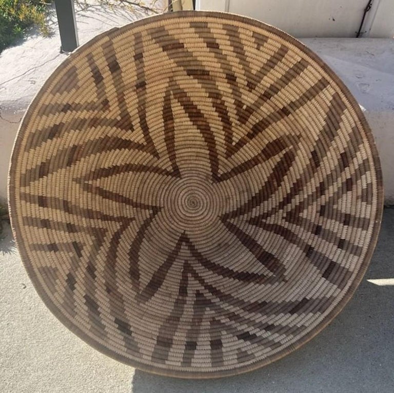 Hand Made Papago Indian Geometric Floral Design Basket For Sale at 1stDibs