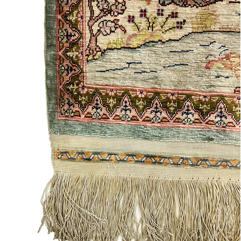 handmade Silk Hereke Rug, Turkey, 20th Century For Sale at 1stDibs