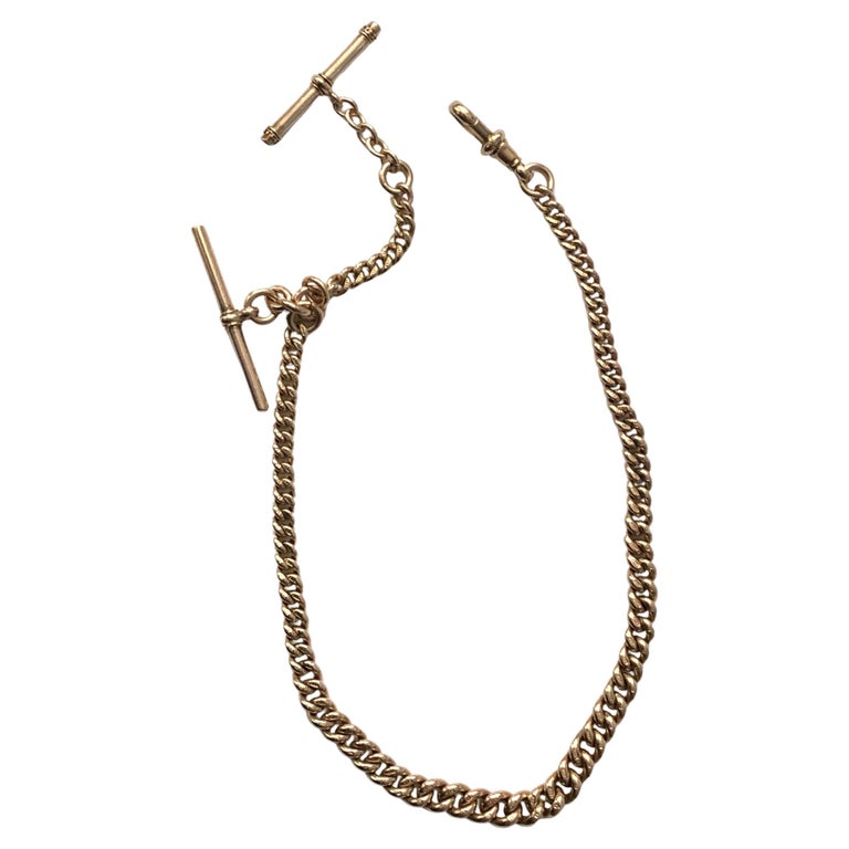 Hand Made Solid Rose Gold Vintage Fob Chain For Sale at 1stDibs