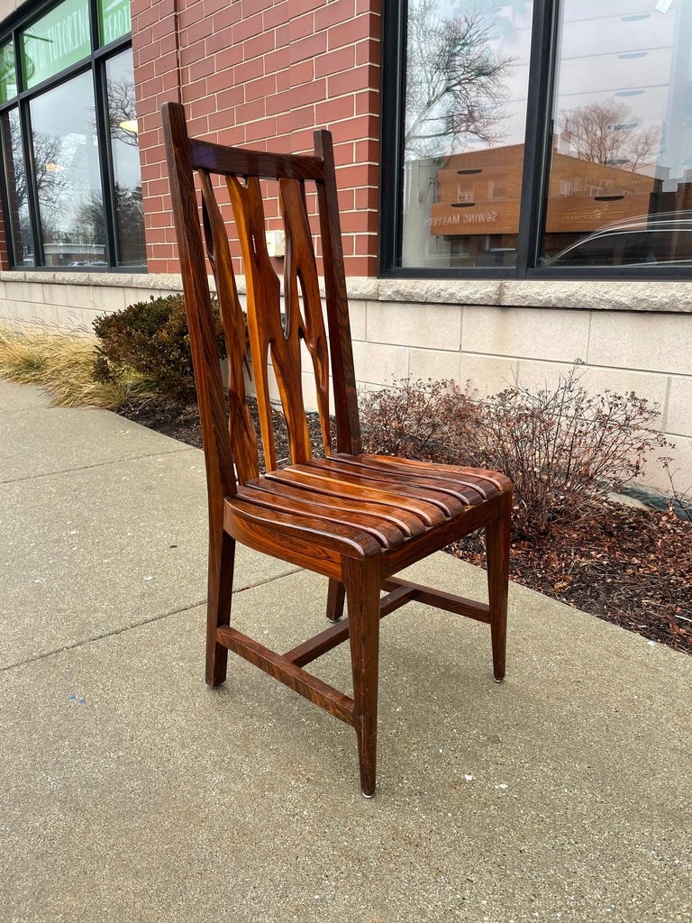 Hand Made Solid Rosewood Chair with Live Edge Back For Sale at 1stDibs