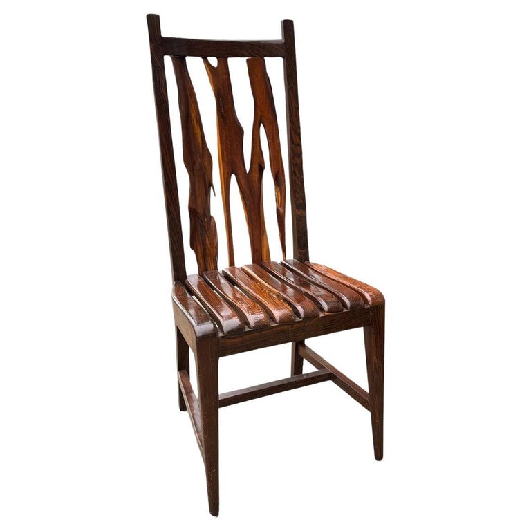 Hand Made Solid Rosewood Chair with Live Edge Back For Sale at 1stDibs
