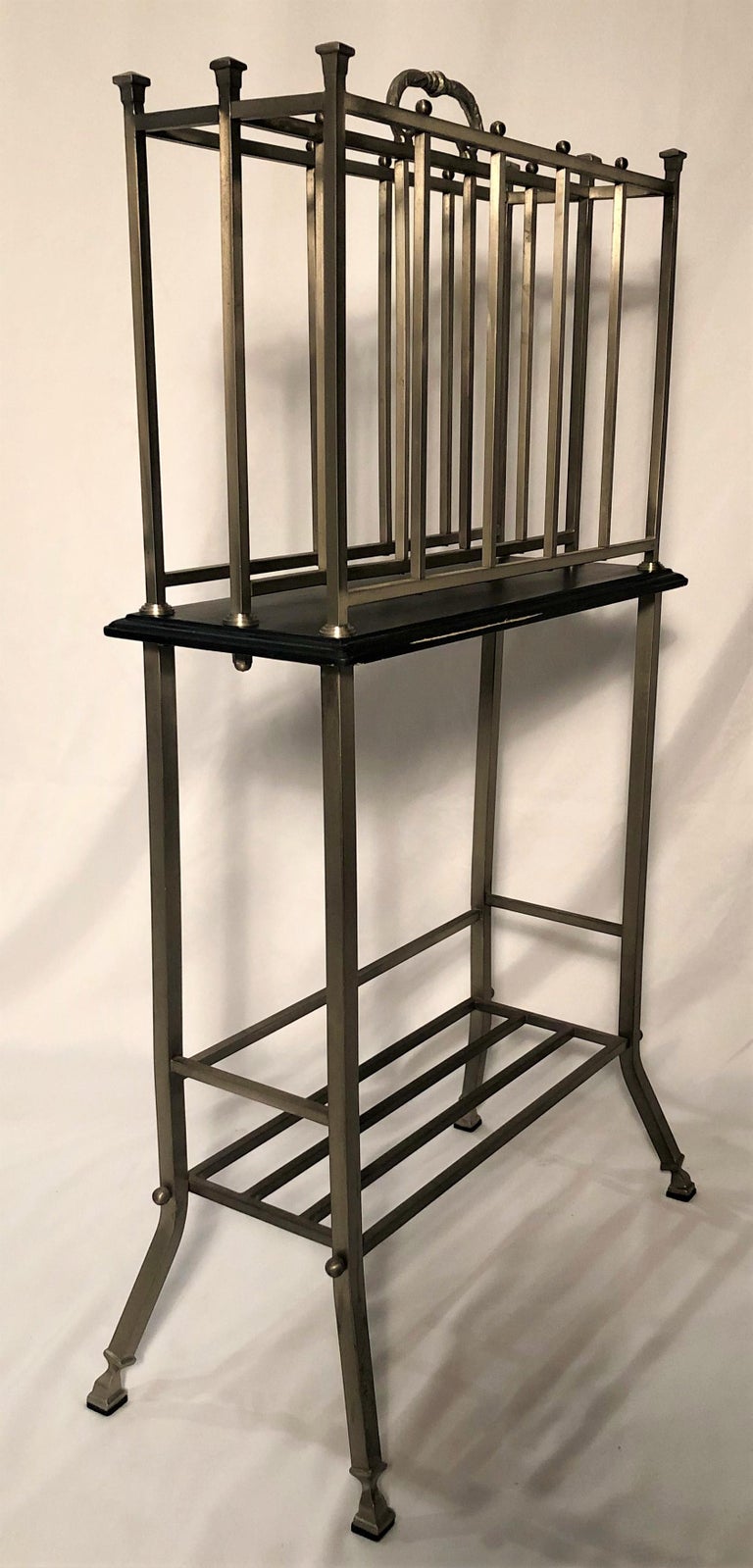 Hand-Made Steel Standing Magazine Rack For Sale at 1stDibs