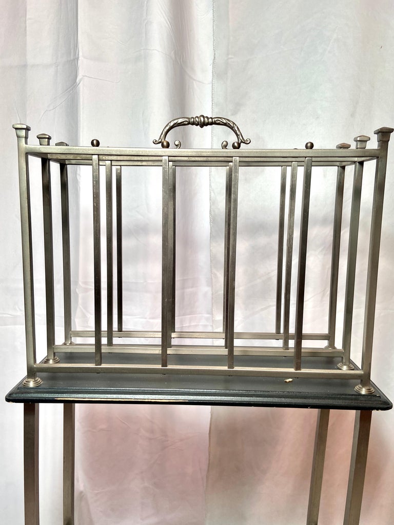 Hand-Made Steel Standing Magazine Rack For Sale at 1stDibs