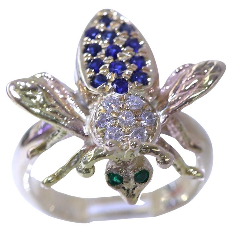 Hand Made Vintage Bee Ring 14 Karat Yellow Gold Animal Jewelry circa ...