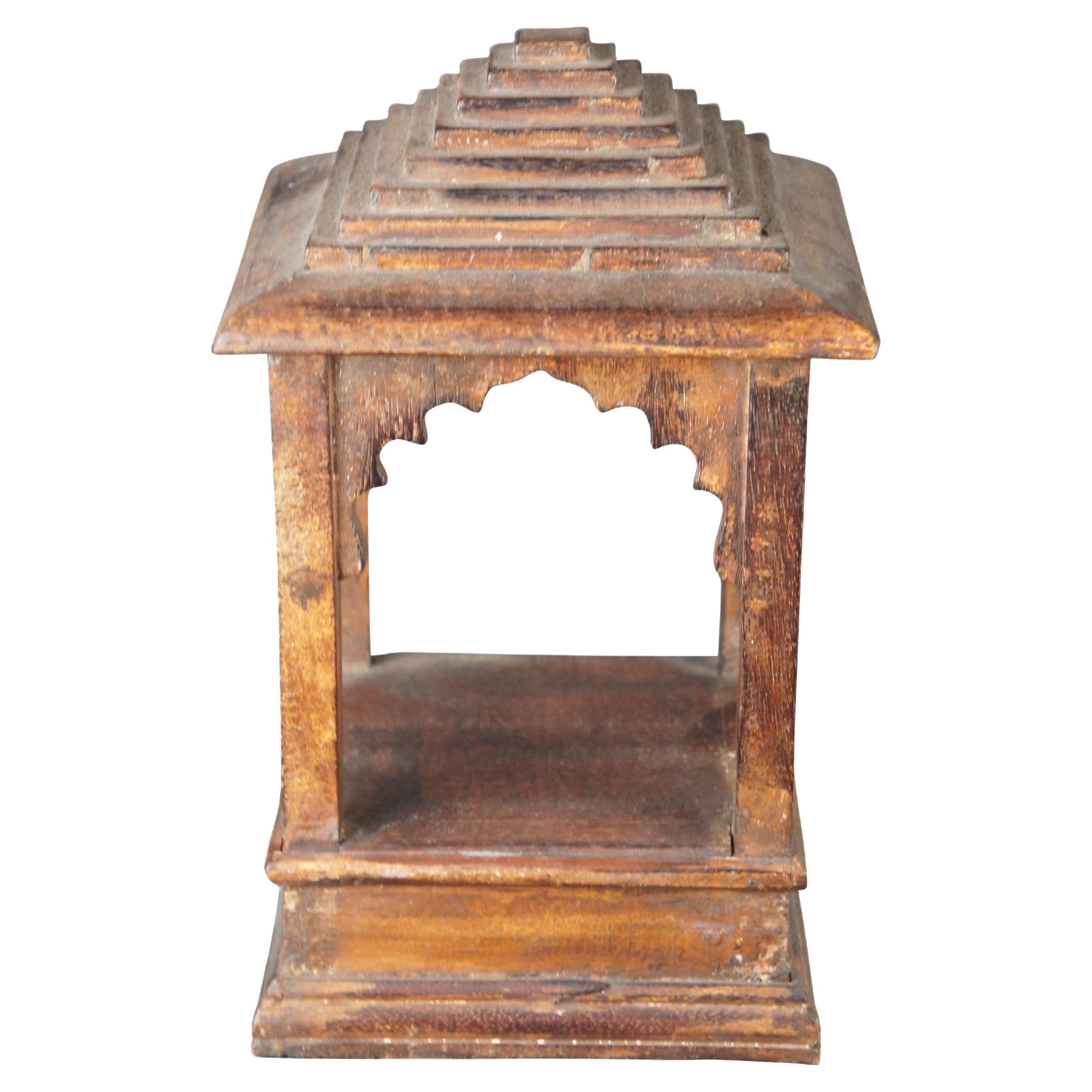 Hand Made Vintage Wooden Arch Temple Worship Stand Pedestal Puja ...