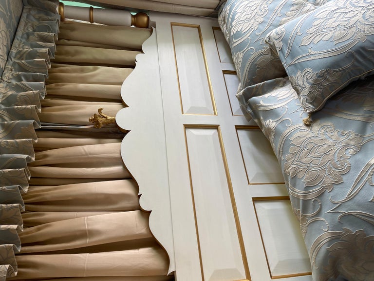 Hand Made White and Gold Painted Carved Wooden Four Poster Bed For Sale ...