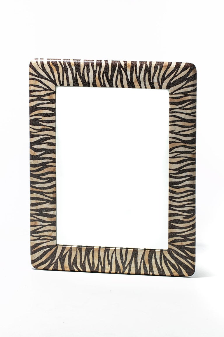 Hand Made Zebra Pattern Mirror Made of Eggshells by Maitland Smith For ...