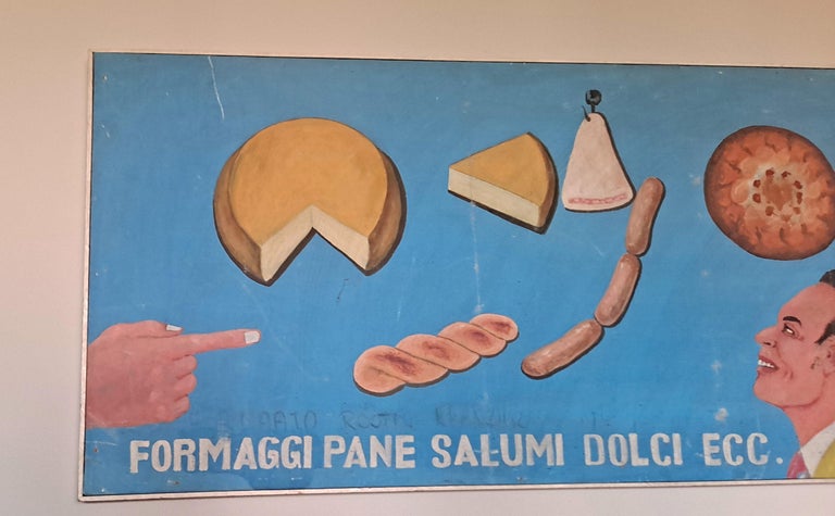 Italian Vintage Hand Painted Market Sign For Sale at 1stDibs