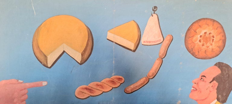 Italian Vintage Hand Painted Market Sign For Sale at 1stDibs