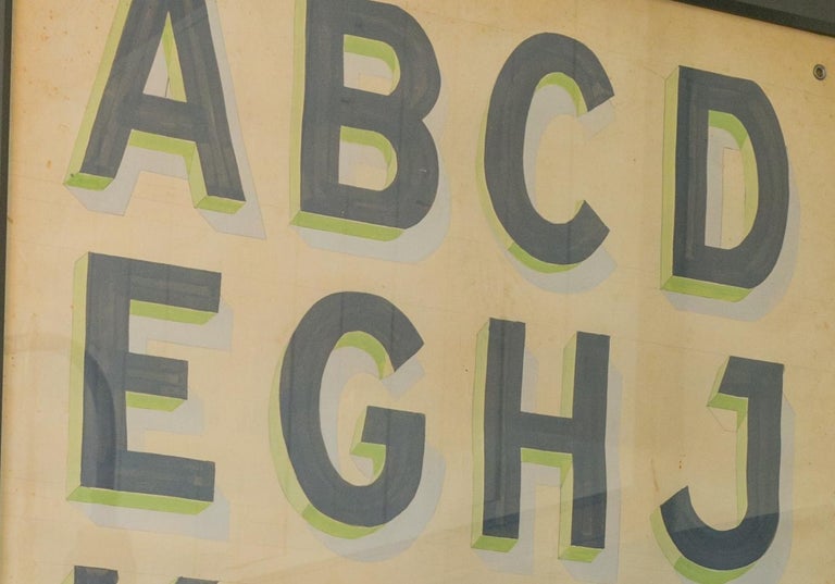 Hand Painted Alphabet Chart at 1stDibs