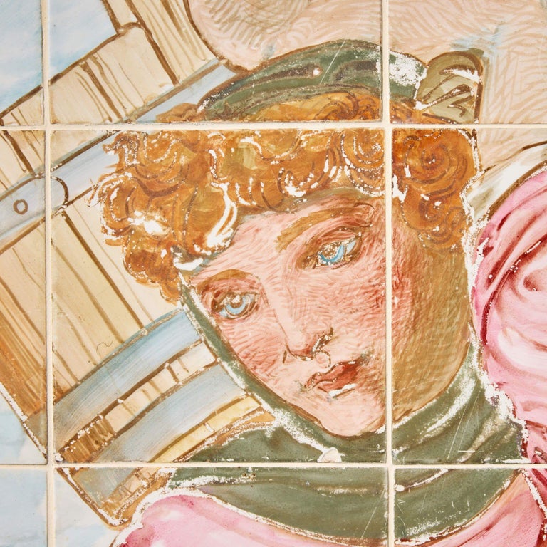 Hand Painted Antique English Minton Tile Decorative Wall Panel For Sale ...