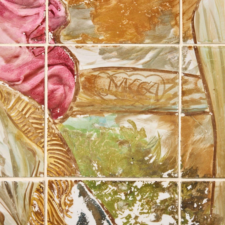 Hand Painted Antique English Minton Tile Decorative Wall Panel For Sale ...