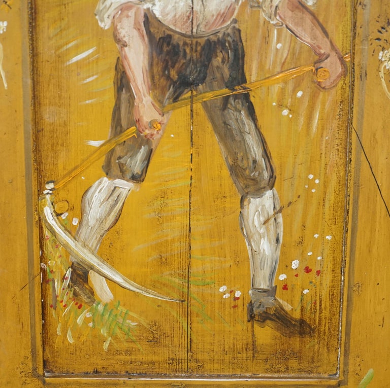 Hand Painted Antique French circa 1860 Pine Housekeepers Cupboard Linen ...