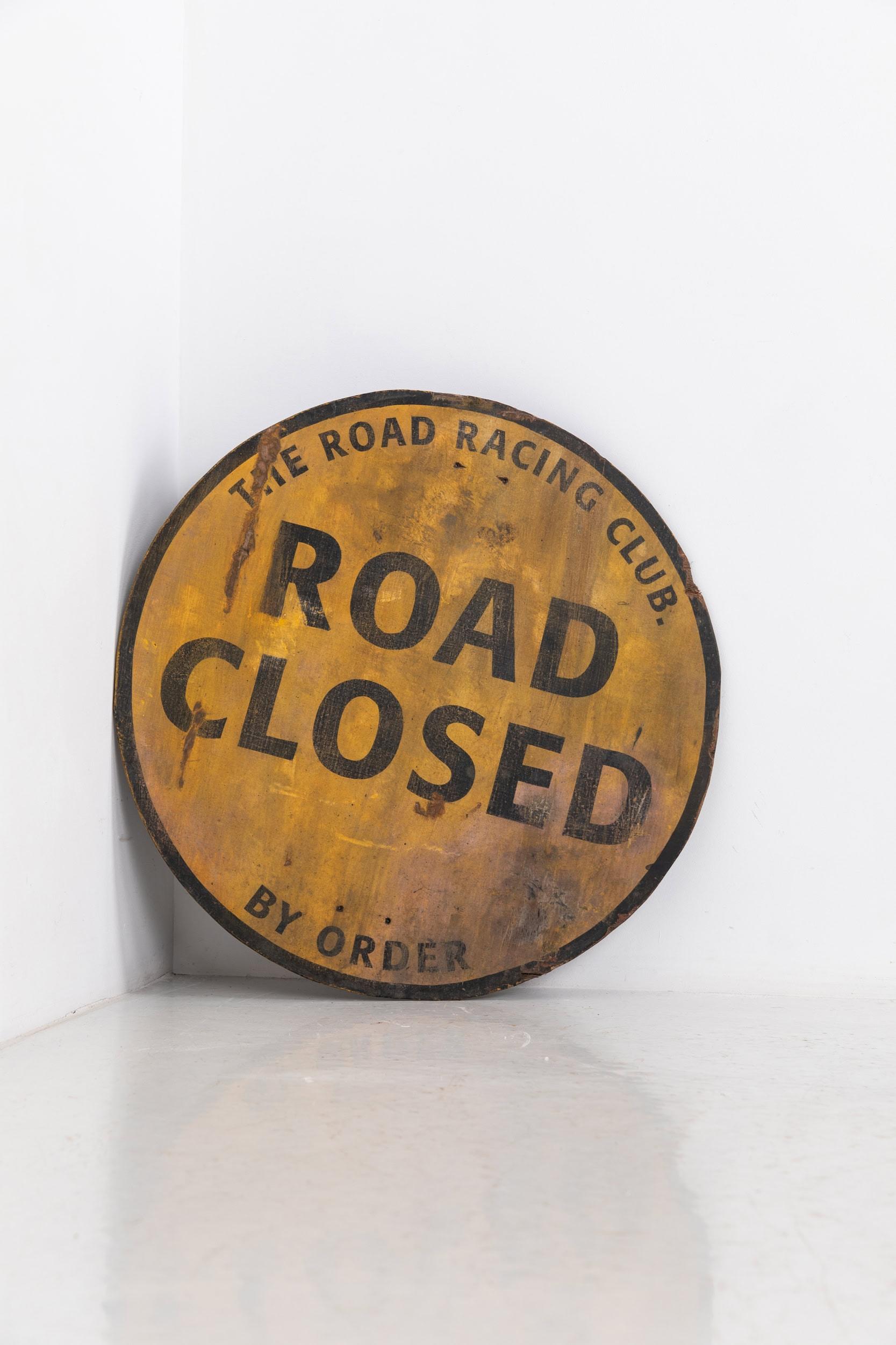 Hand Painted Antique Industrial Road Closed Racing Sign, C.1940 For ...