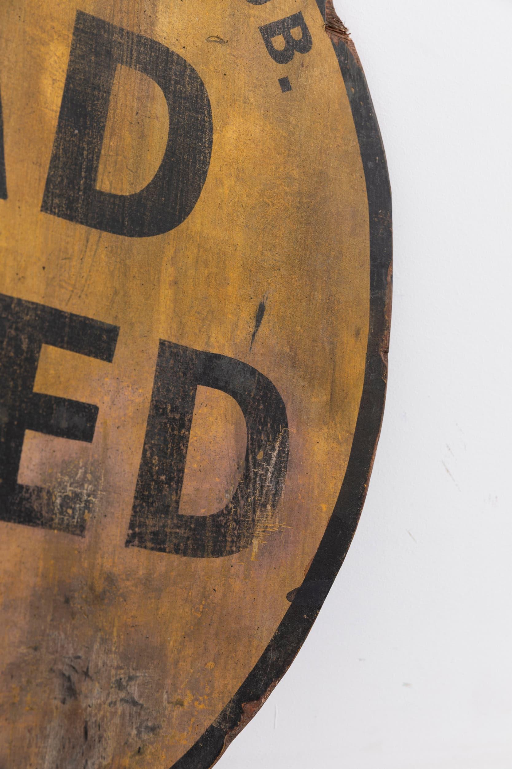 Hand Painted Antique Industrial Road Closed Racing Sign, C.1940 For ...