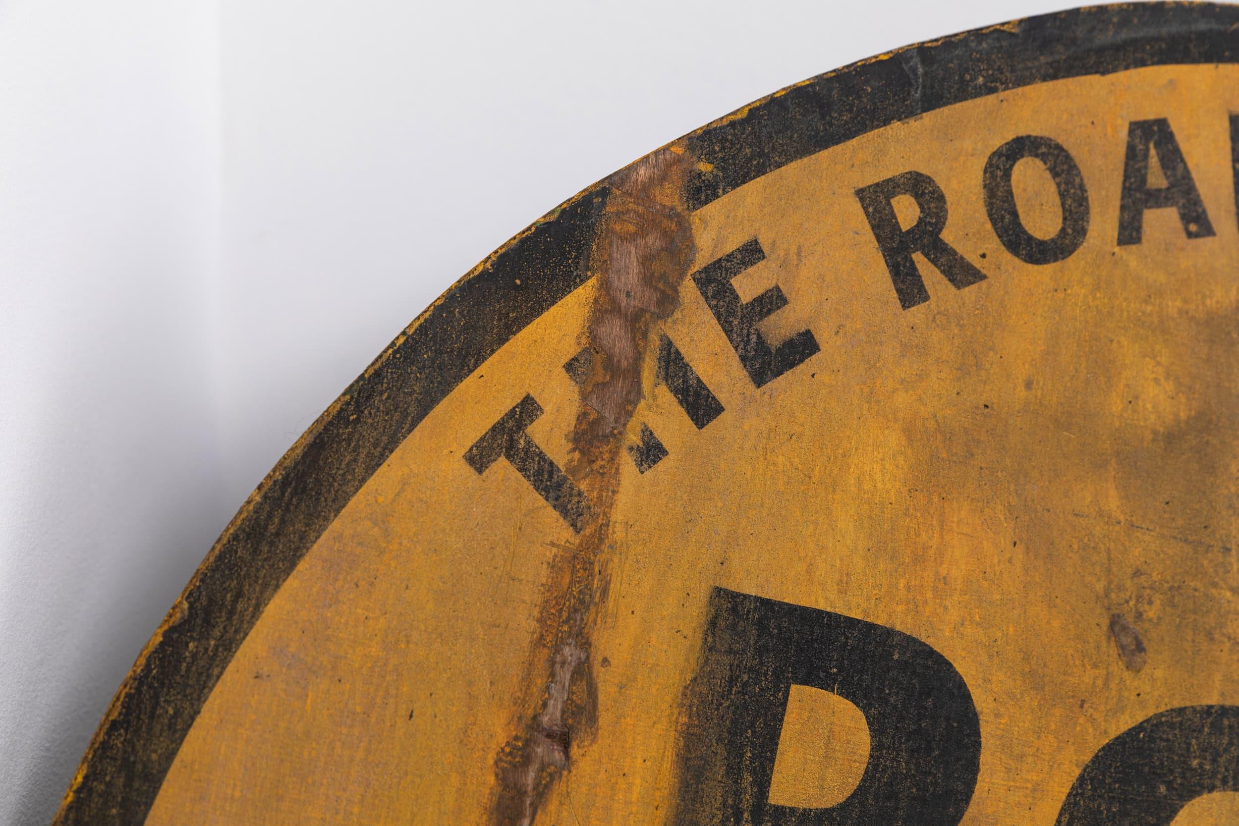 Hand Painted Antique Industrial Road Closed Racing Sign, C.1940 For ...