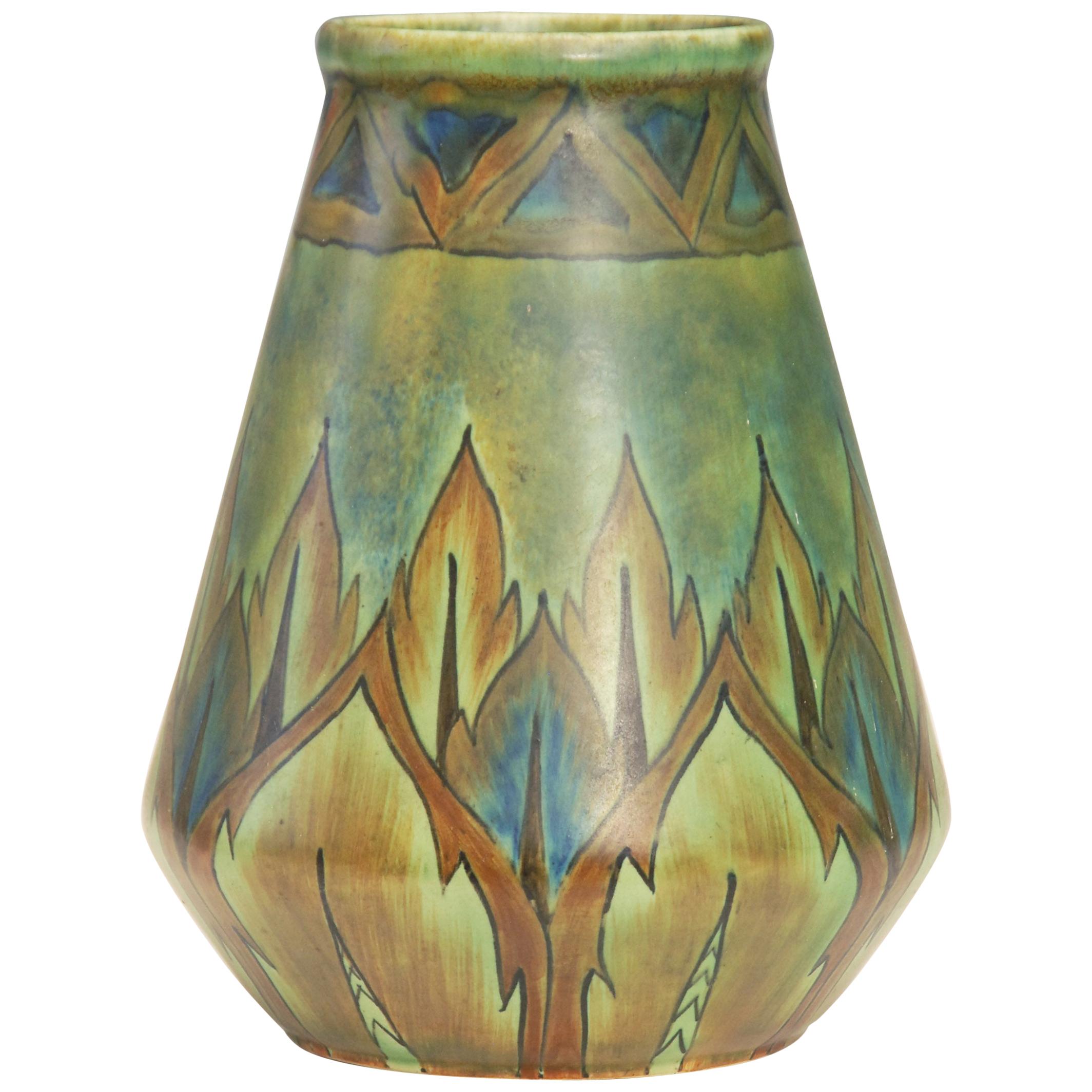 Hand Painted Art Deco Vase by Clews of England, circa 1930 For Sale at ...