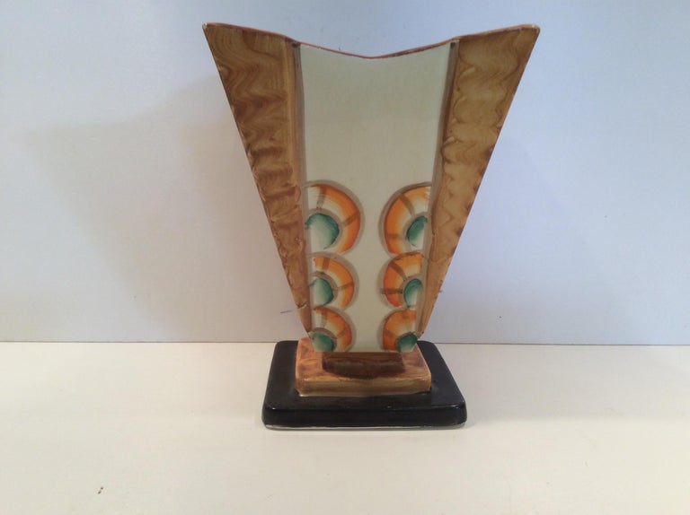 Hand-Painted Art Deco Vase by Myott and Son For Sale at 1stDibs