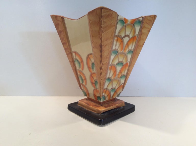 Hand-Painted Art Deco Vase by Myott and Son For Sale at 1stDibs