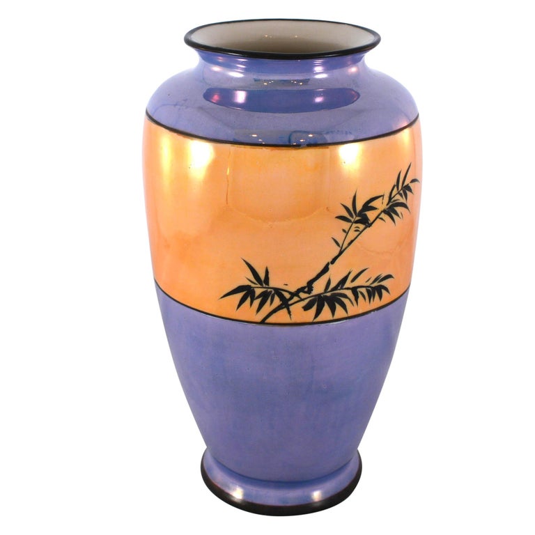 Hand Painted Asian Blue Bird Vase For Sale at 1stDibs