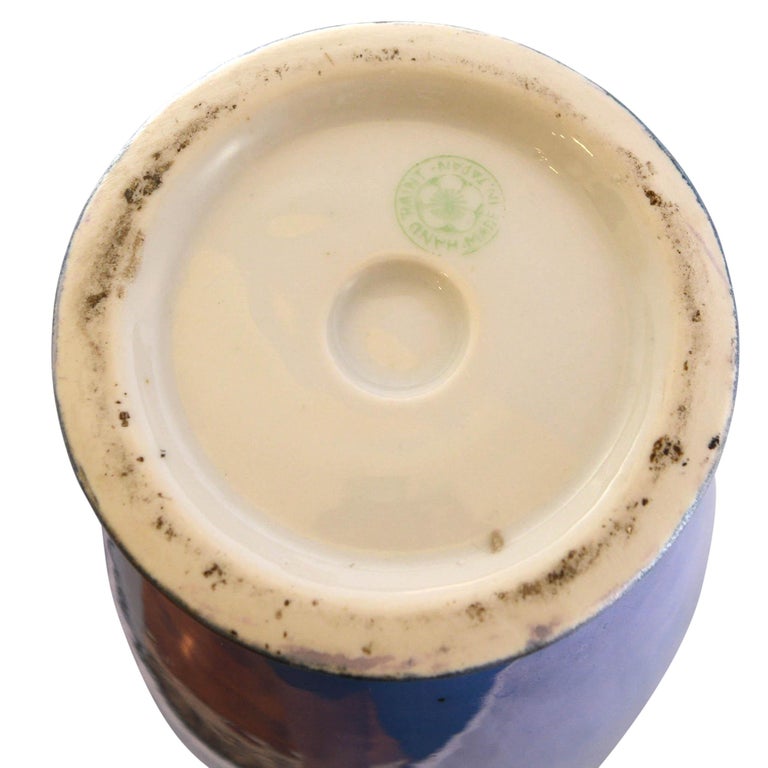 Hand Painted Asian Blue Bird Vase For Sale at 1stDibs