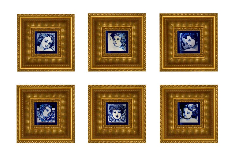 Hand Painted Baroque Cherub or Angel Portuguese Ceramic Tile For Sale ...