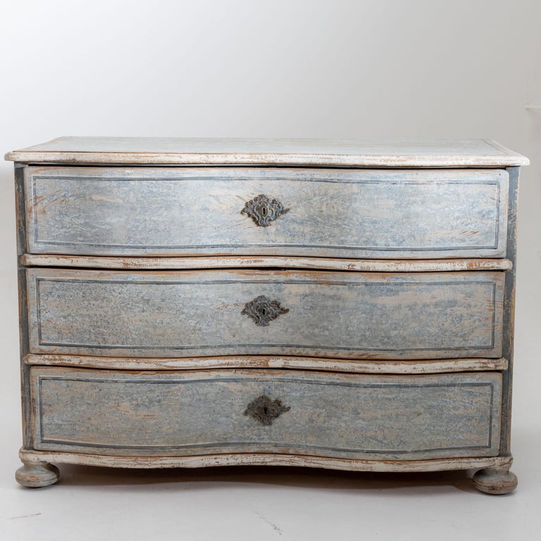 Hand Painted Baroque Commode with Three Drawers and a Serpentine Front ...
