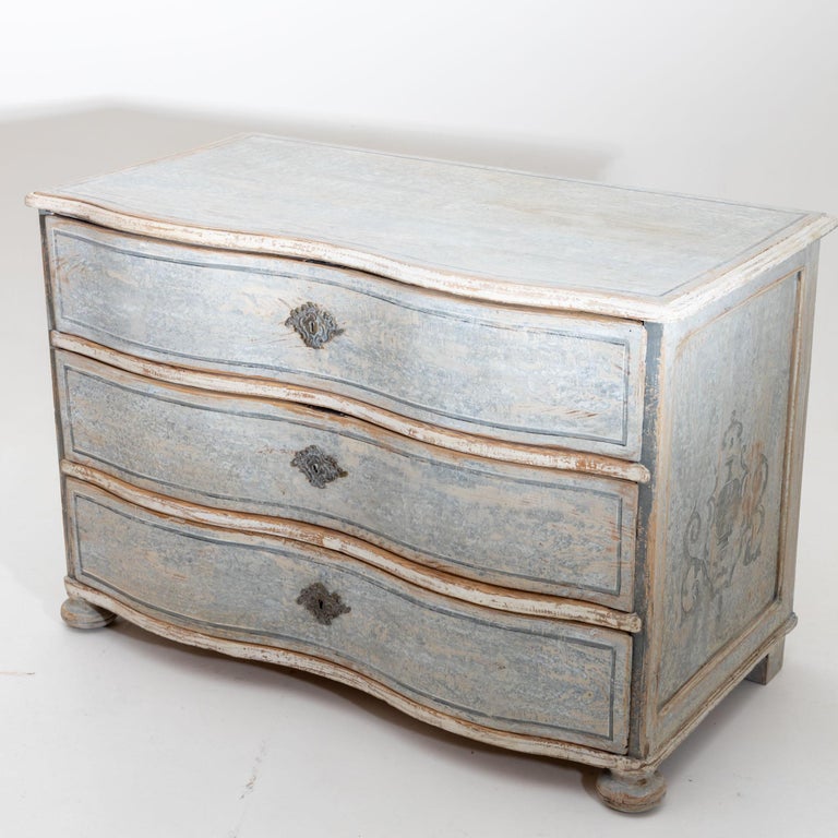 Hand Painted Baroque Commode with Three Drawers and a Serpentine Front ...
