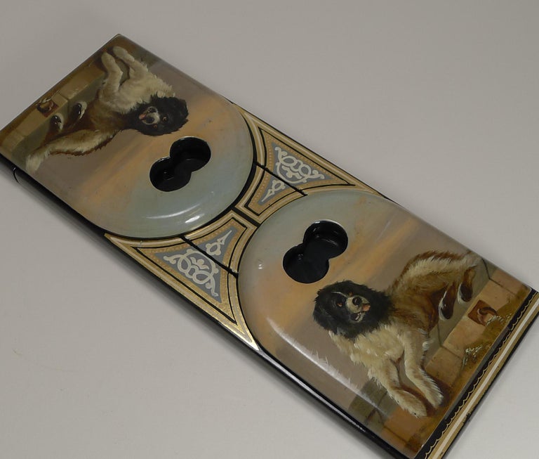 Hand Painted Book Slide / Bookends Dog, After Sir Edwin Henry Landseer ...