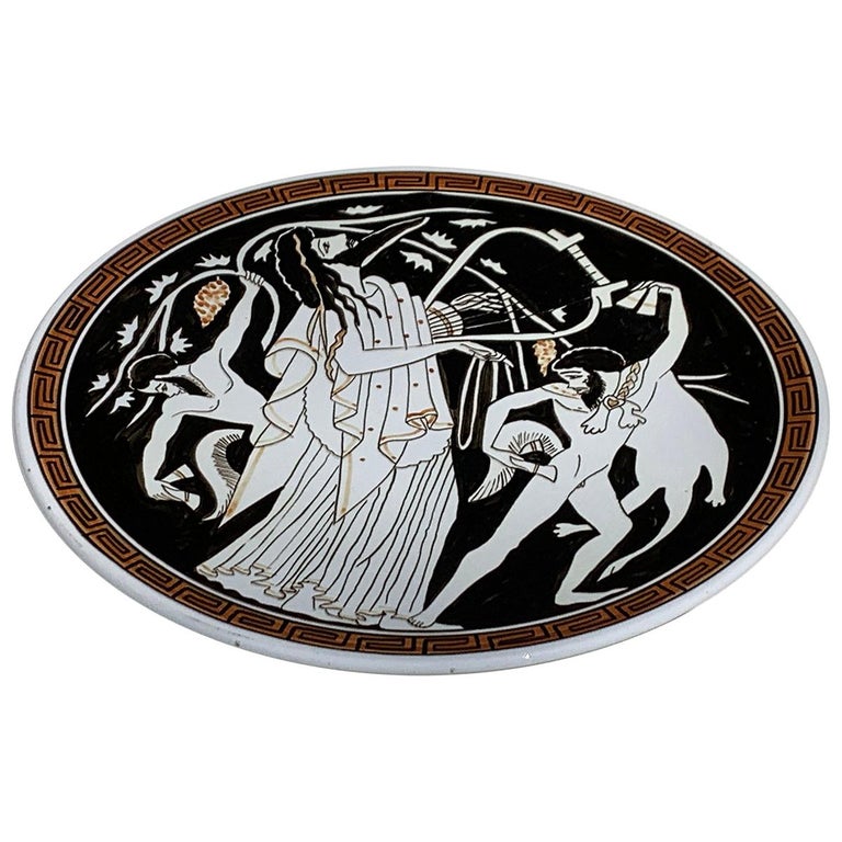 Hand Painted Ceramic Greek Plate For Sale at 1stDibs