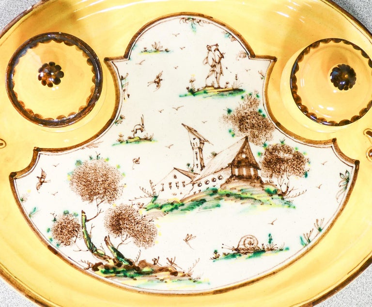 Hand Painted Ceramic Inkwell by Angelo Levantino, Savona, 19th Century ...