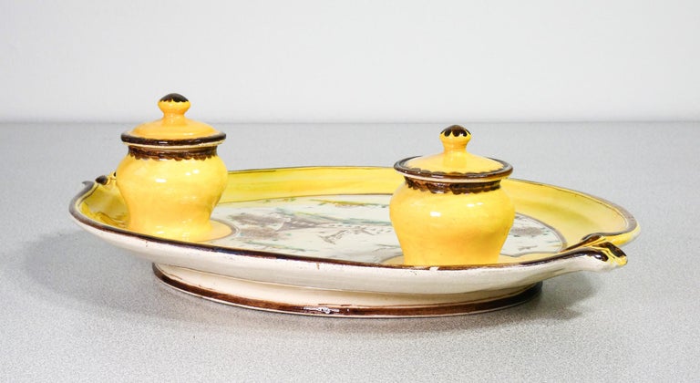 Hand Painted Ceramic Inkwell by Angelo Levantino, Savona, 19th Century ...