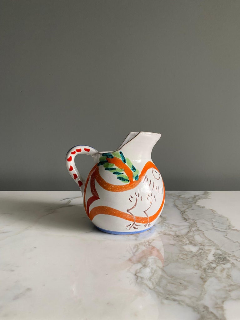 Hand-Painted Ceramic Pitcher by DeSimone, Italy, 1965 at 1stDibs