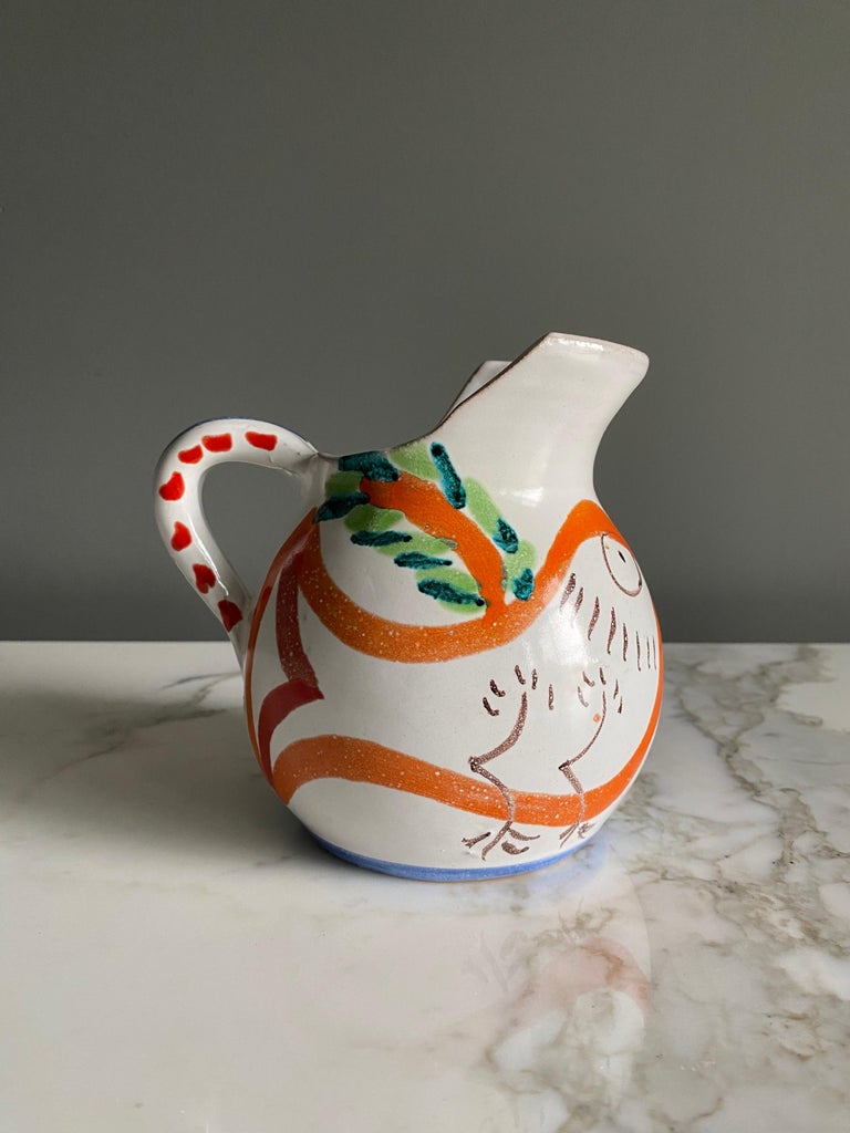 Hand-Painted Ceramic Pitcher by DeSimone, Italy, 1965 at 1stDibs