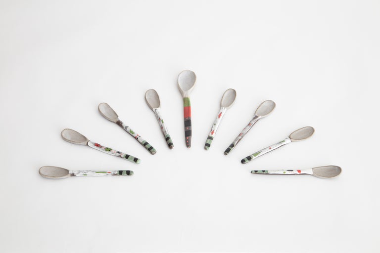 Hand Painted Ceramic Smiley Spoon 4 Unique Edition For Sale at 1stDibs