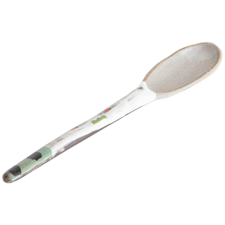 Hand Painted Ceramic Smiley Spoon 8 Unique Edition For Sale at 1stDibs