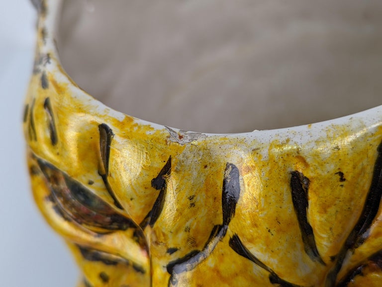 Hand-Painted Ceramic Tiger Head Planter, Italy 1960s For Sale at 1stDibs