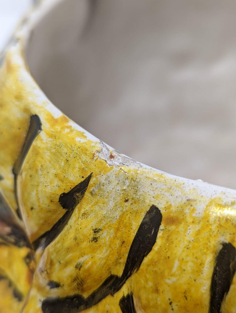 Hand-Painted Ceramic Tiger Head Planter, Italy 1960s For Sale at 1stDibs