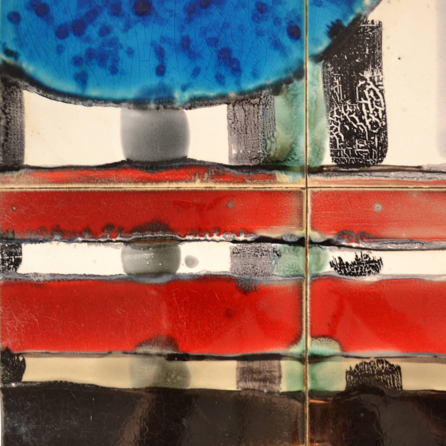 Hand Painted Ceramic Tile Console or Desk on Metal Frame by Belarti at ...