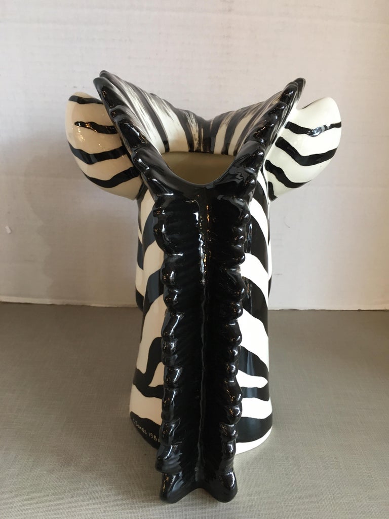 Hand Painted Ceramic Zebra Planter at 1stDibs