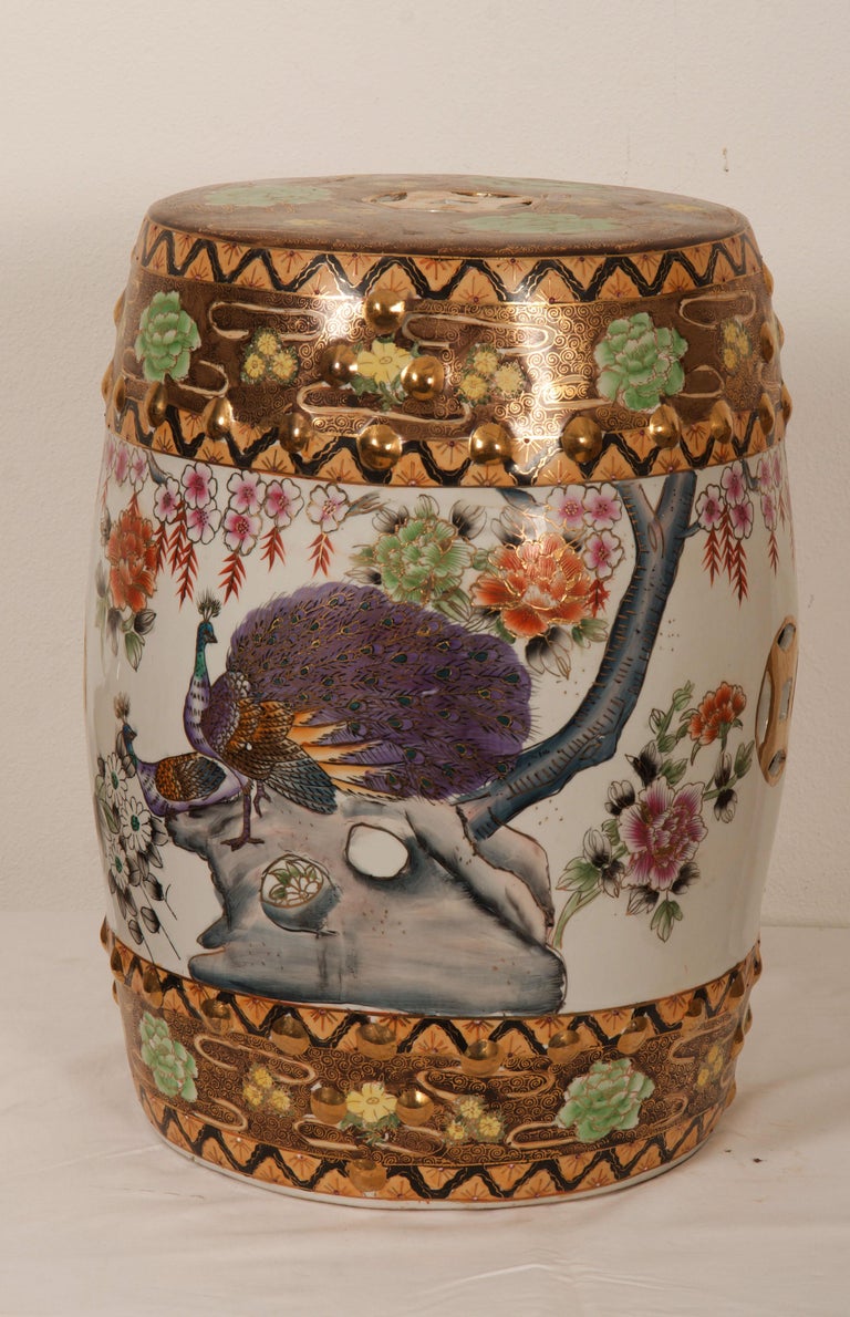 Hand Painted Chinese Ceramic Garden Stool For Sale at 1stDibs
