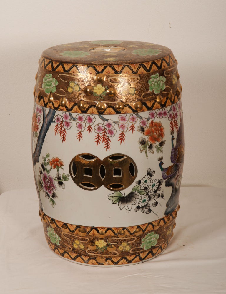 Hand Painted Chinese Ceramic Garden Stool For Sale at 1stDibs