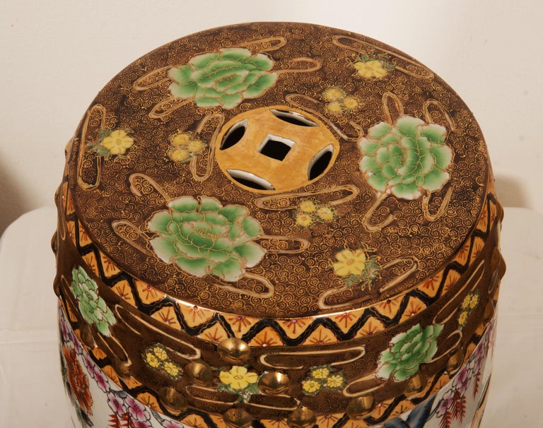 Hand Painted Chinese Ceramic Garden Stool For Sale at 1stDibs