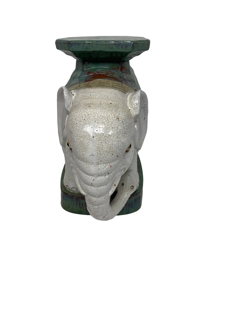 Hand Painted Chinese Elephant Garden Stool or Side Table at 1stDibs