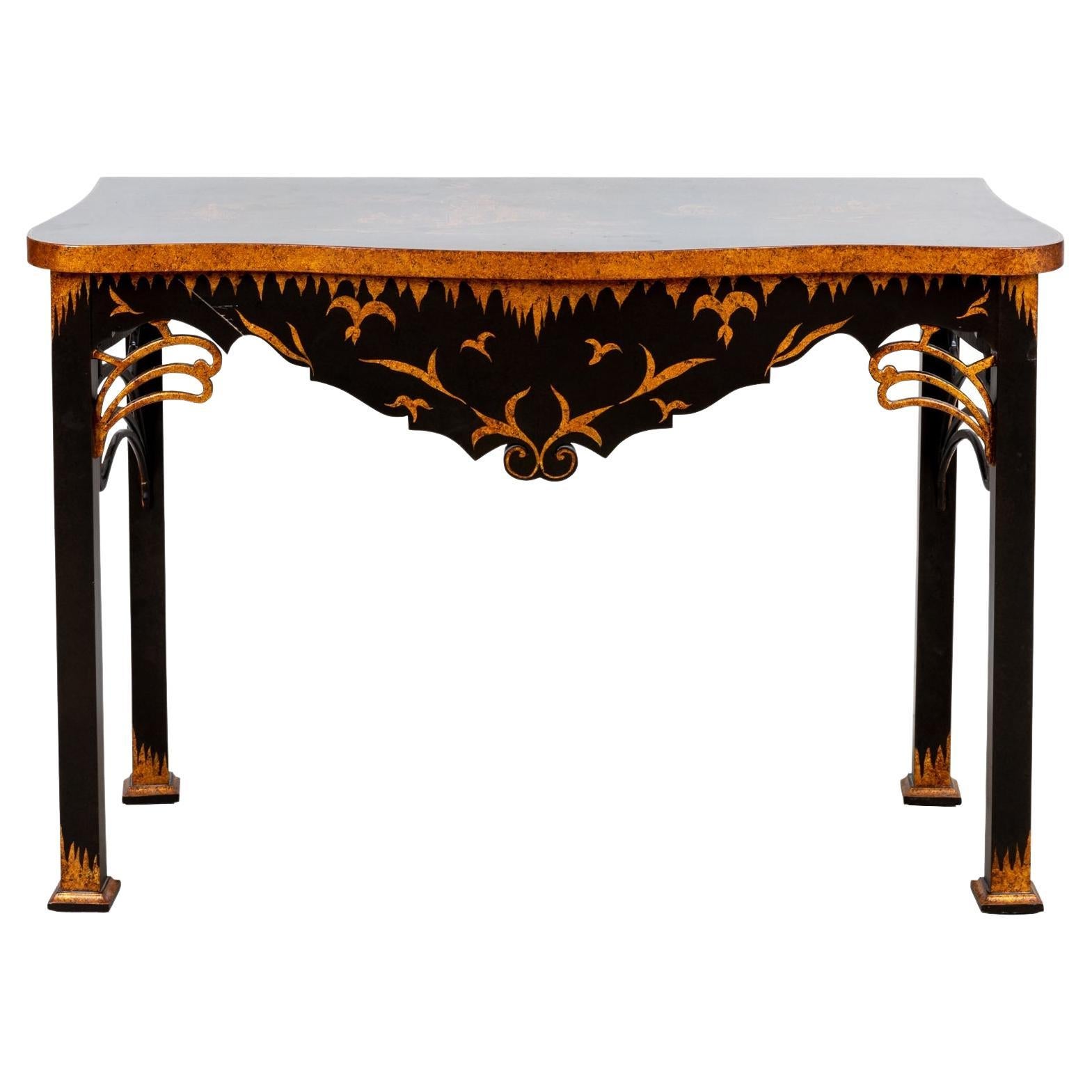 Hand-Painted Waterfall Console Table at 1stDibs